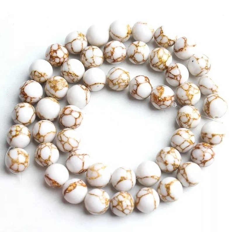 White Howlite Spun Gold Loose Stone Round Beads for Jewelry - Etsy White Howlite Spun Gold Loose Stone Round Beads for Jewelry - Etsy