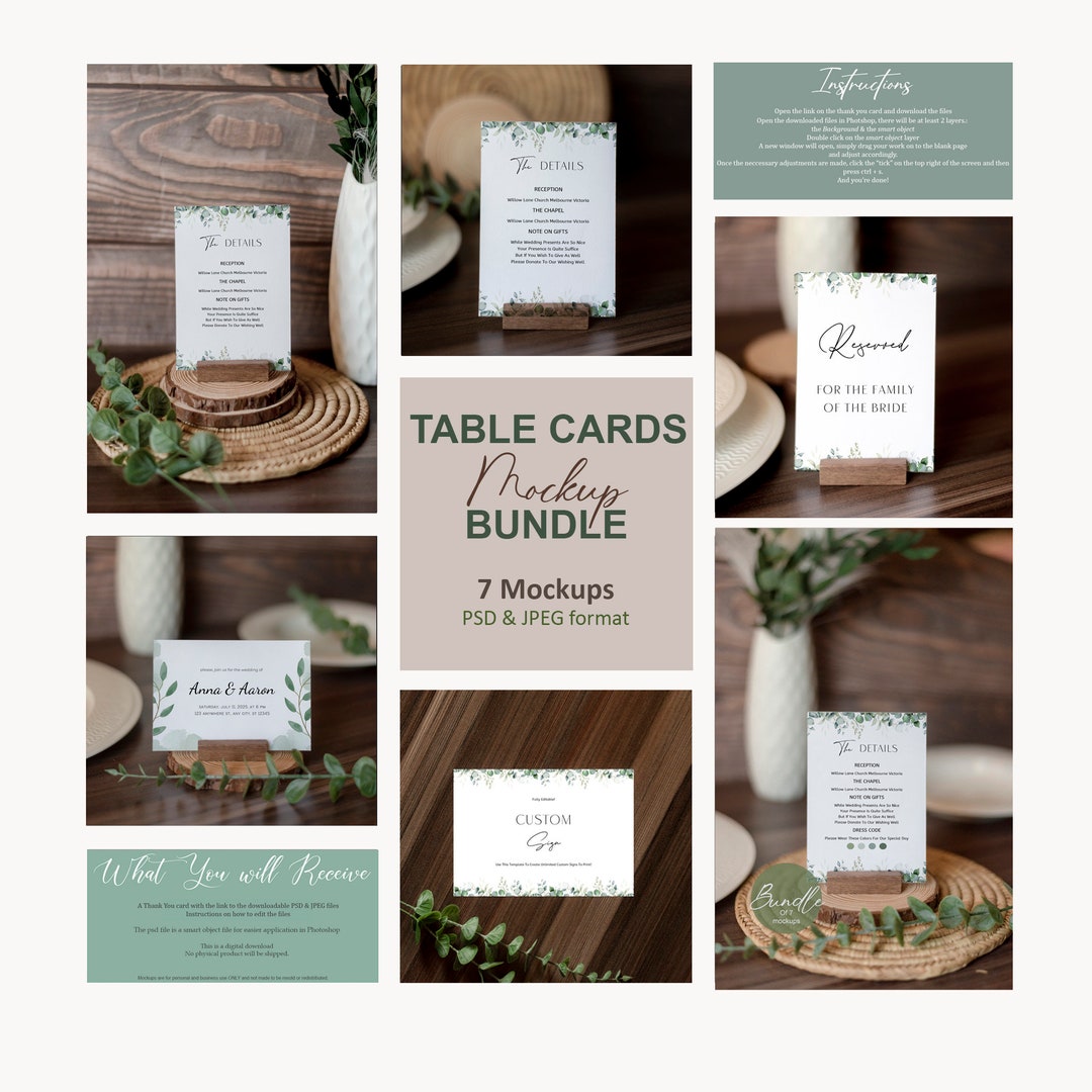 7 Wedding Greeting Card Mockup Bundle, 3.5x5 Mockups, Table Card ...