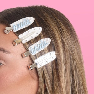 Xo, Fetti Bride Beauty Clips 4 Pc Bachelorette Party, Blue White Bridal ...