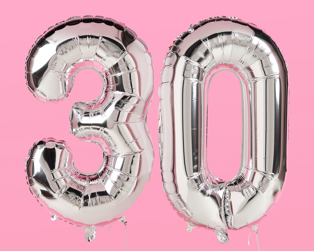 Xo, Fetti Number 30 Jumbo Silver Foil Balloons 40 30th Birthday Party ...
