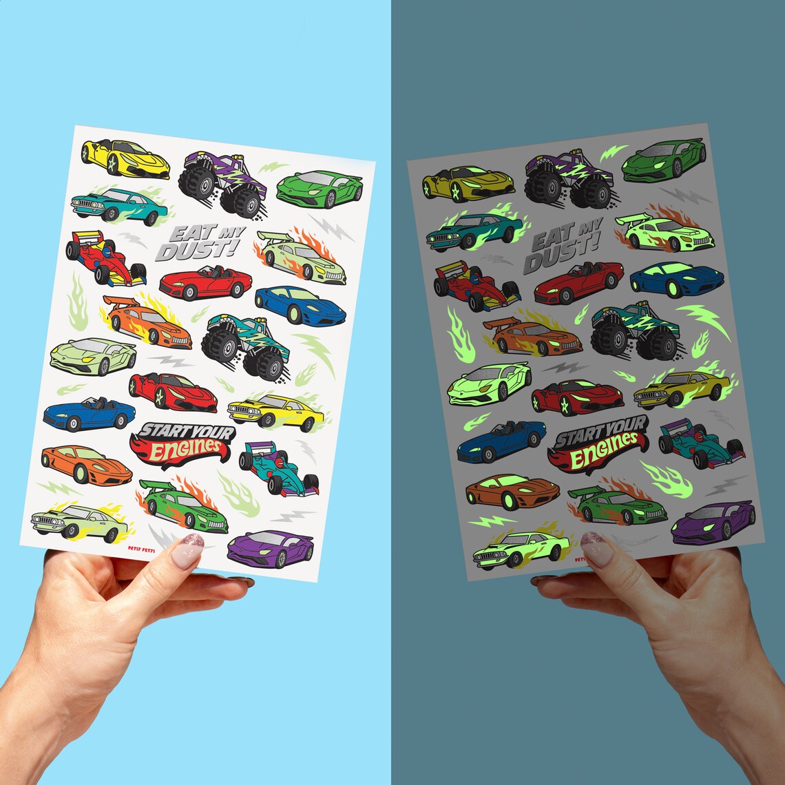 Xo Fetti Cars Glow in Dark Temporary Tattoos for Kids 42 - Etsy
