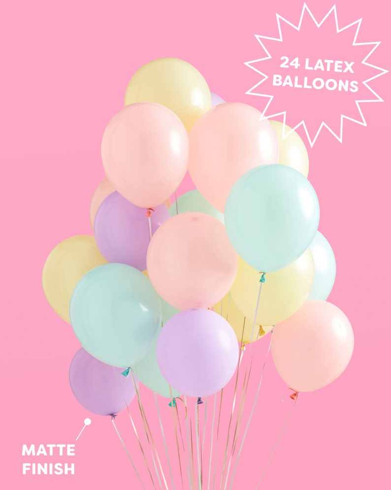 Pastel Birthday Balloon Set 24 Pk 12 Bachelorette - Etsy