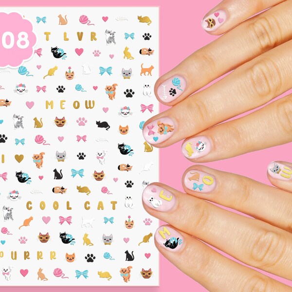 Cat Nail Art - Etsy