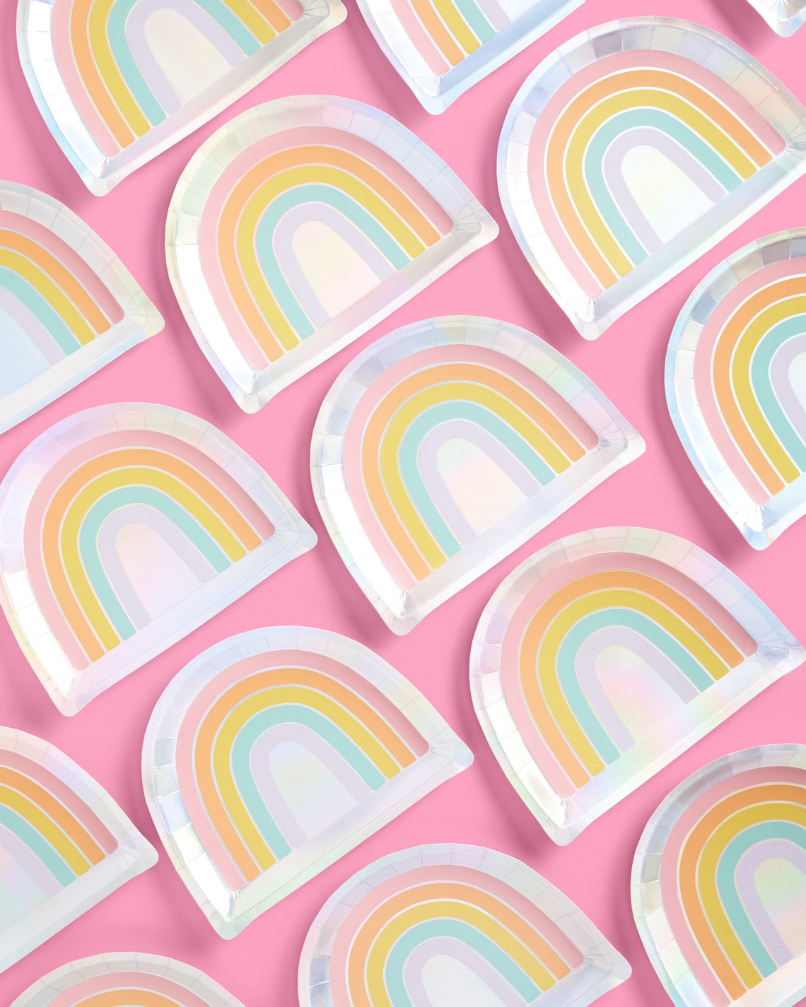 Rainbow Paper Plates 25 Pk 9 Happy Pastel Birthday - Etsy