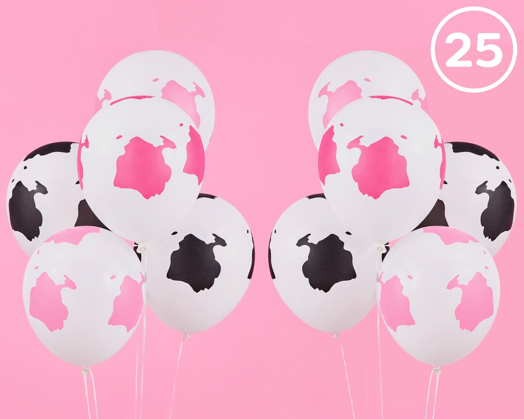 Xo, Fetti Pink and Black Cow Print Latex Balloons - 24 Pk, 12 ...