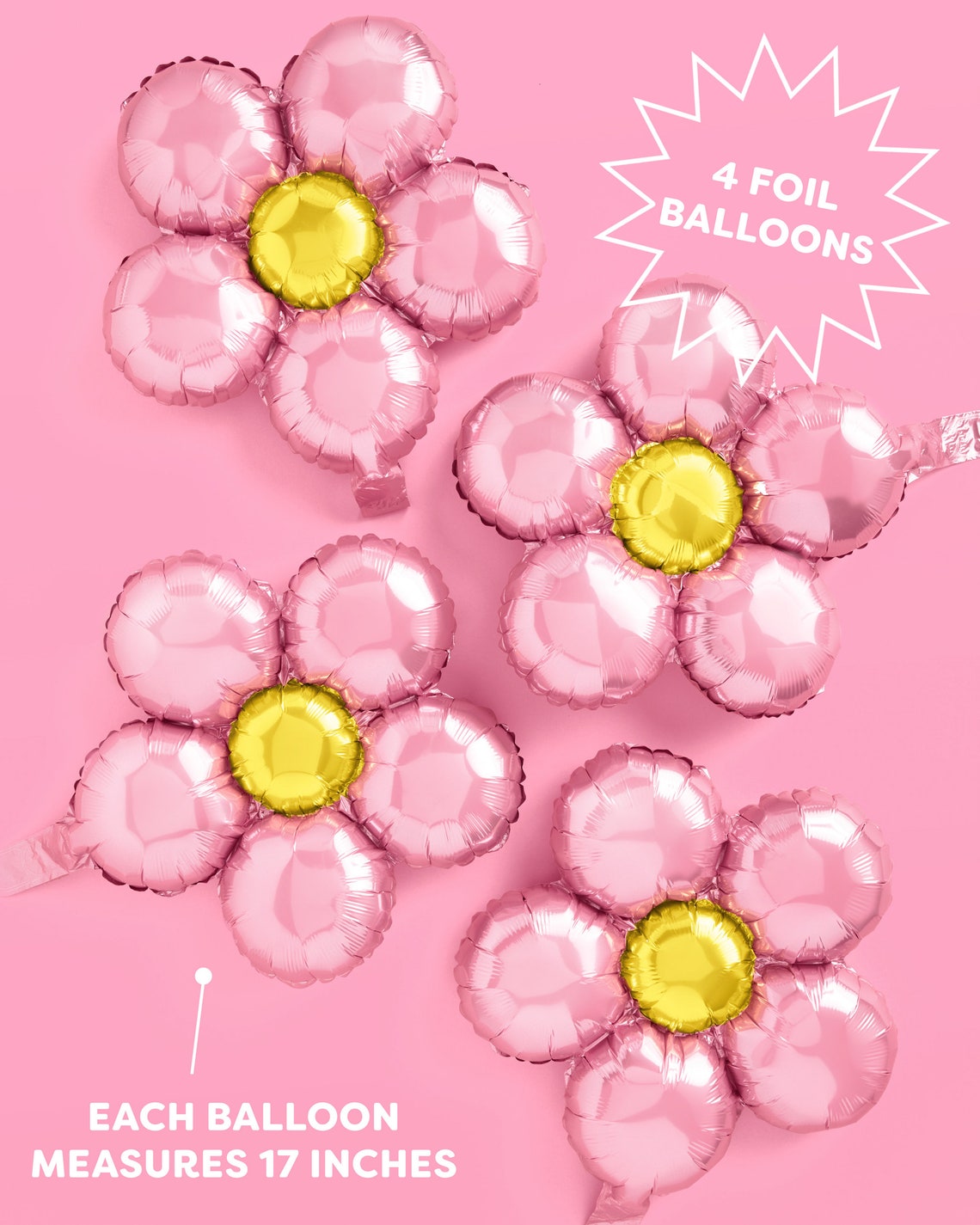 Pastel Pink Flower Balloon Set - 4 Pc | Groovy Birthday Decorations ...