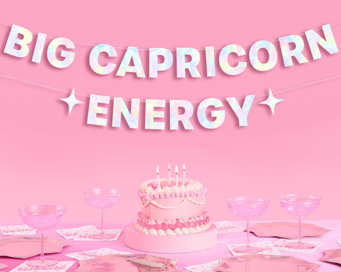 Xo, Fetti Big Capricorn Energy Birthday Party Iridescent Foil Banner ...