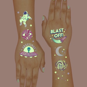 Xo, Fetti Space + Planets Glow in Dark Temporary Tattoos for Kids - 46 ...