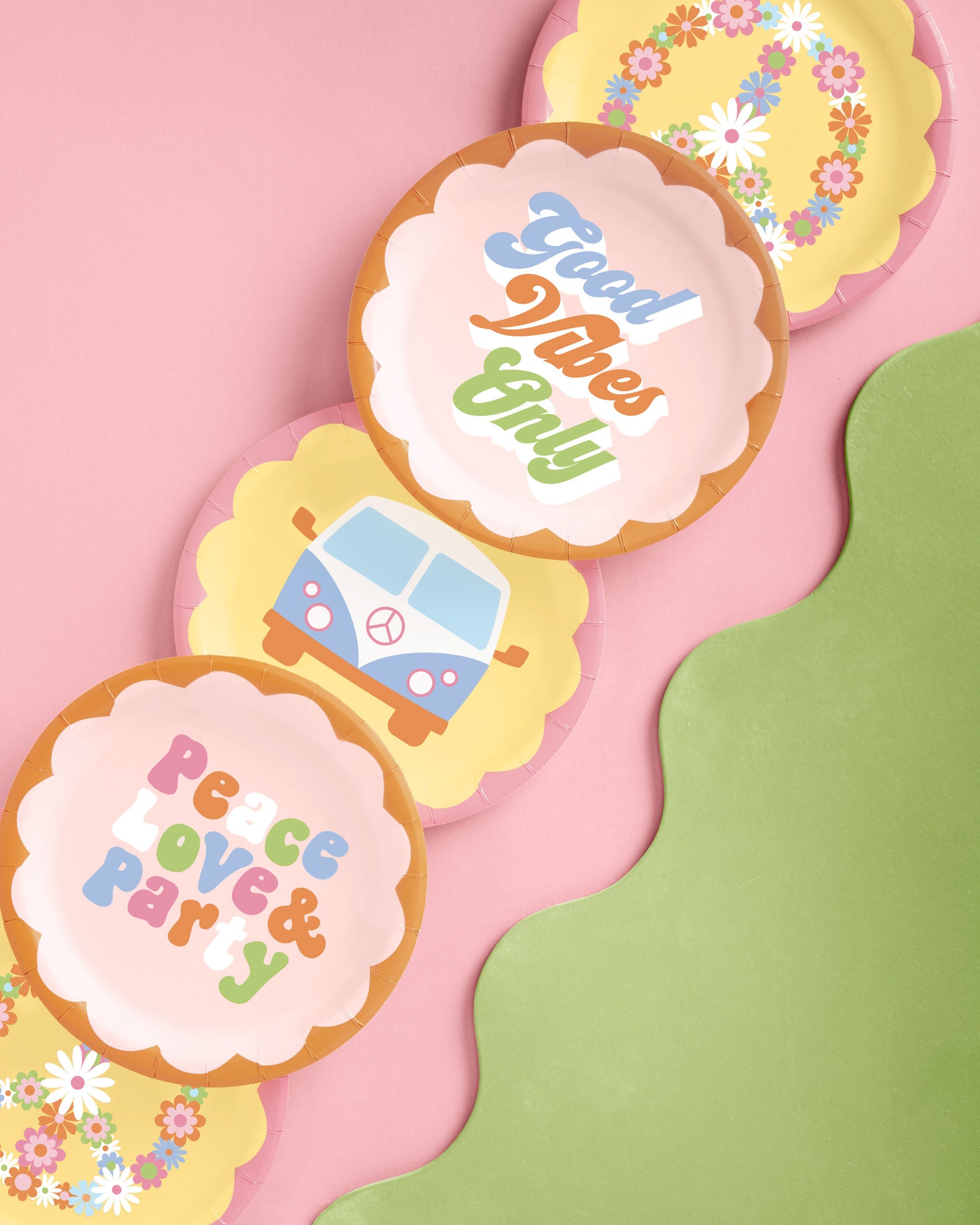 Xo Fetti Groovy Paper Plates 24 Pk 9 Happy Pastel - Etsy