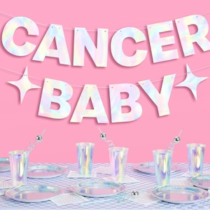 Xo, Fetti Cancer Baby Birthday Party Iridescent Foil Banner - 5 Ft ...