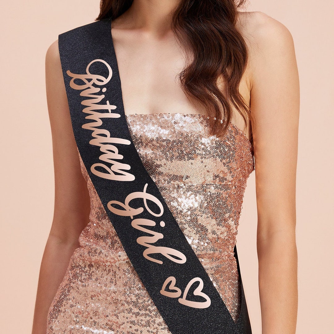 Birthday Girl Sash Black Glitter Rose Gold Foil Birthday - Etsy
