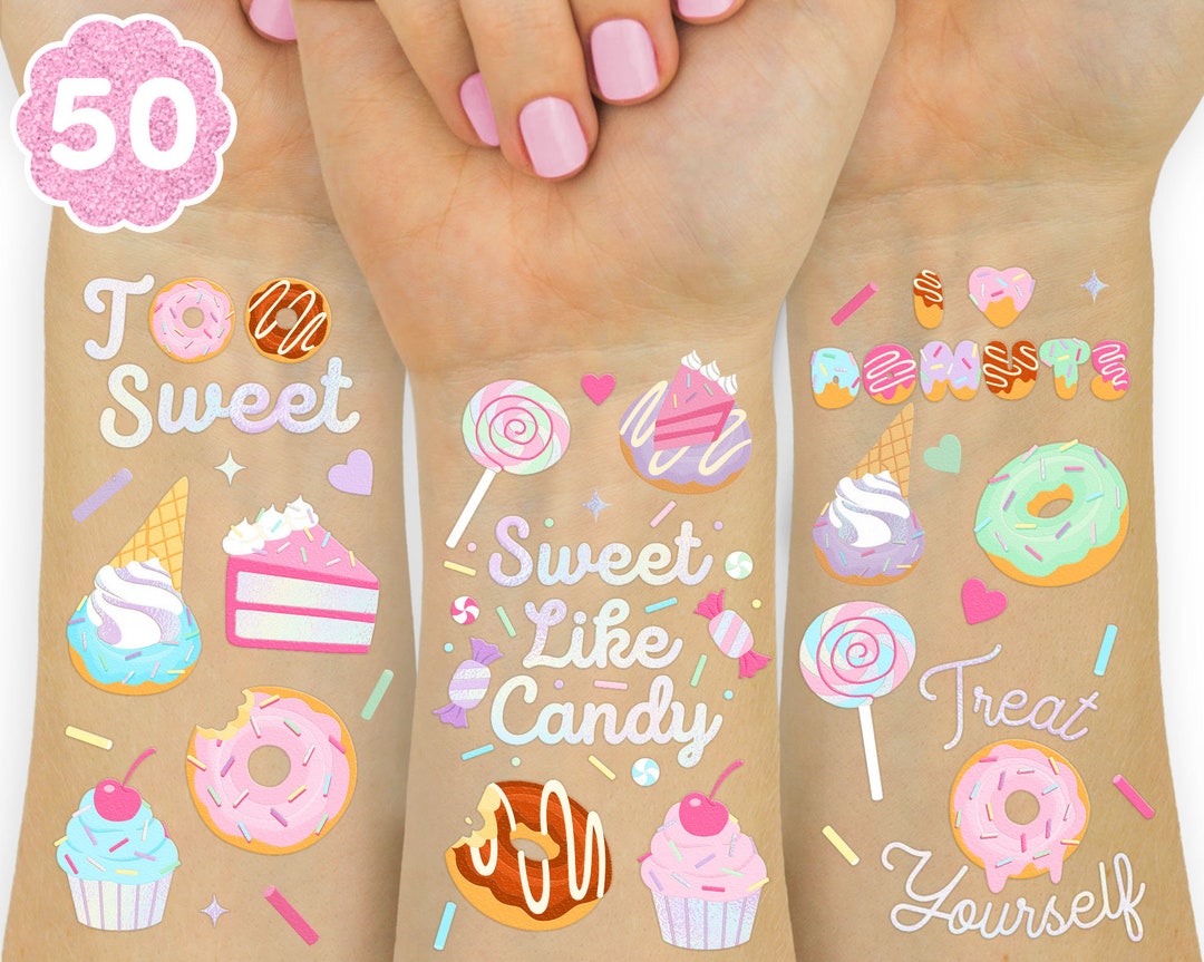 Xo, Fetti Donut Temporary Tattoos - 50 Iridescent Styles | Sweet 1 ...