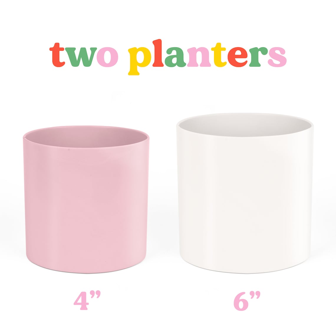 Indoor Planters - 6" White + 4" Pink Plastic Pot - Drainage Hole ...