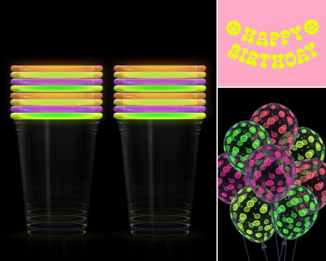 Xo, Fetti Rave Birthday Party Pack - 41 Pcs, Cups, Banner + Balloons ...