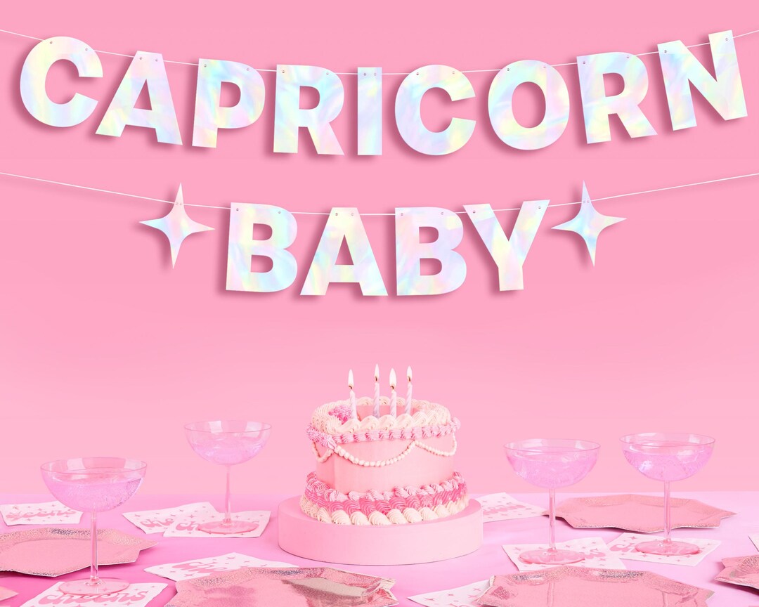 Xo, Fetti Capricorn Baby Birthday Party Iridescent Foil Banner - 5 Ft ...
