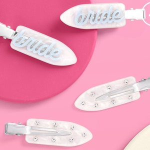 Xo, Fetti Bride Beauty Clips 4 Pc Bachelorette Party, Blue White Bridal ...