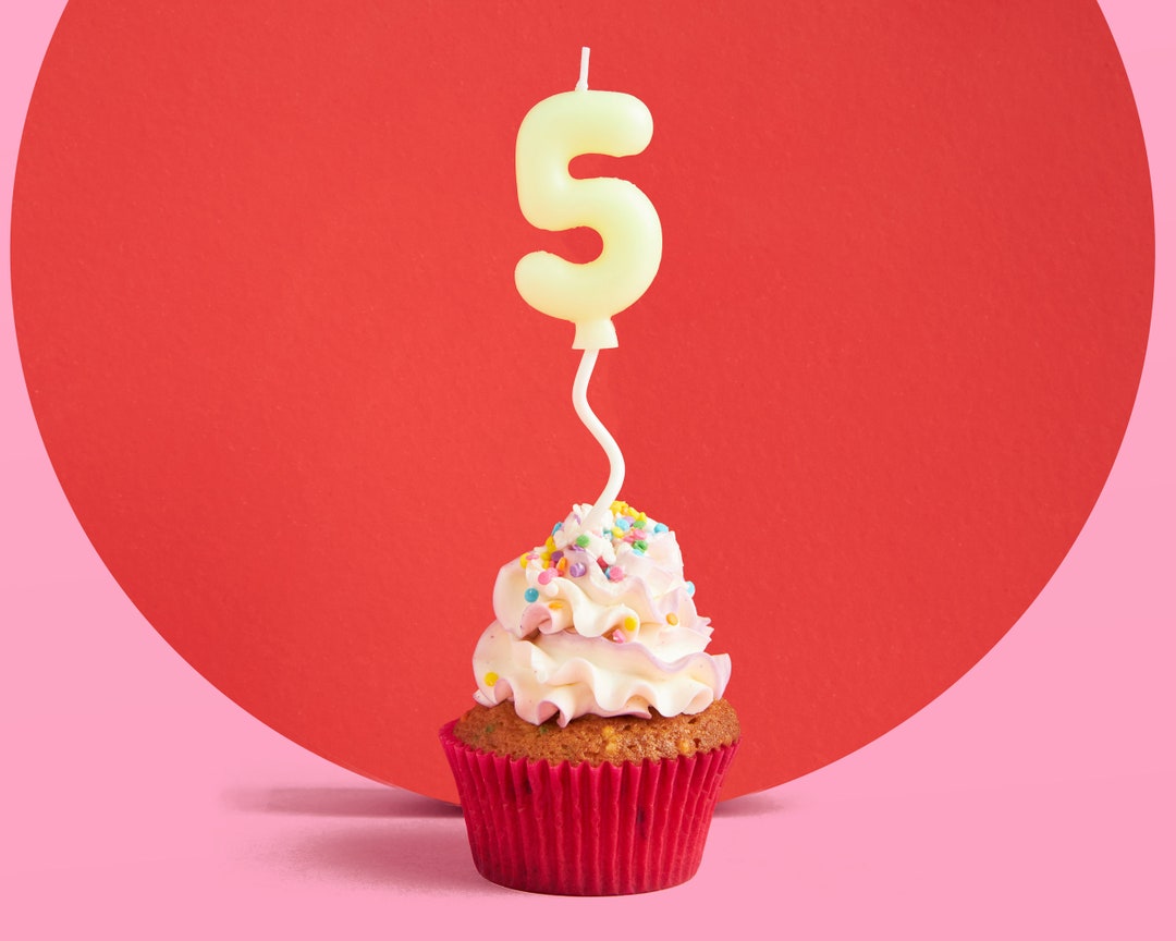 Number 5 Pastel Yellow Birthday Candle - 1 Pc Birthday Supplies, Fifth ...