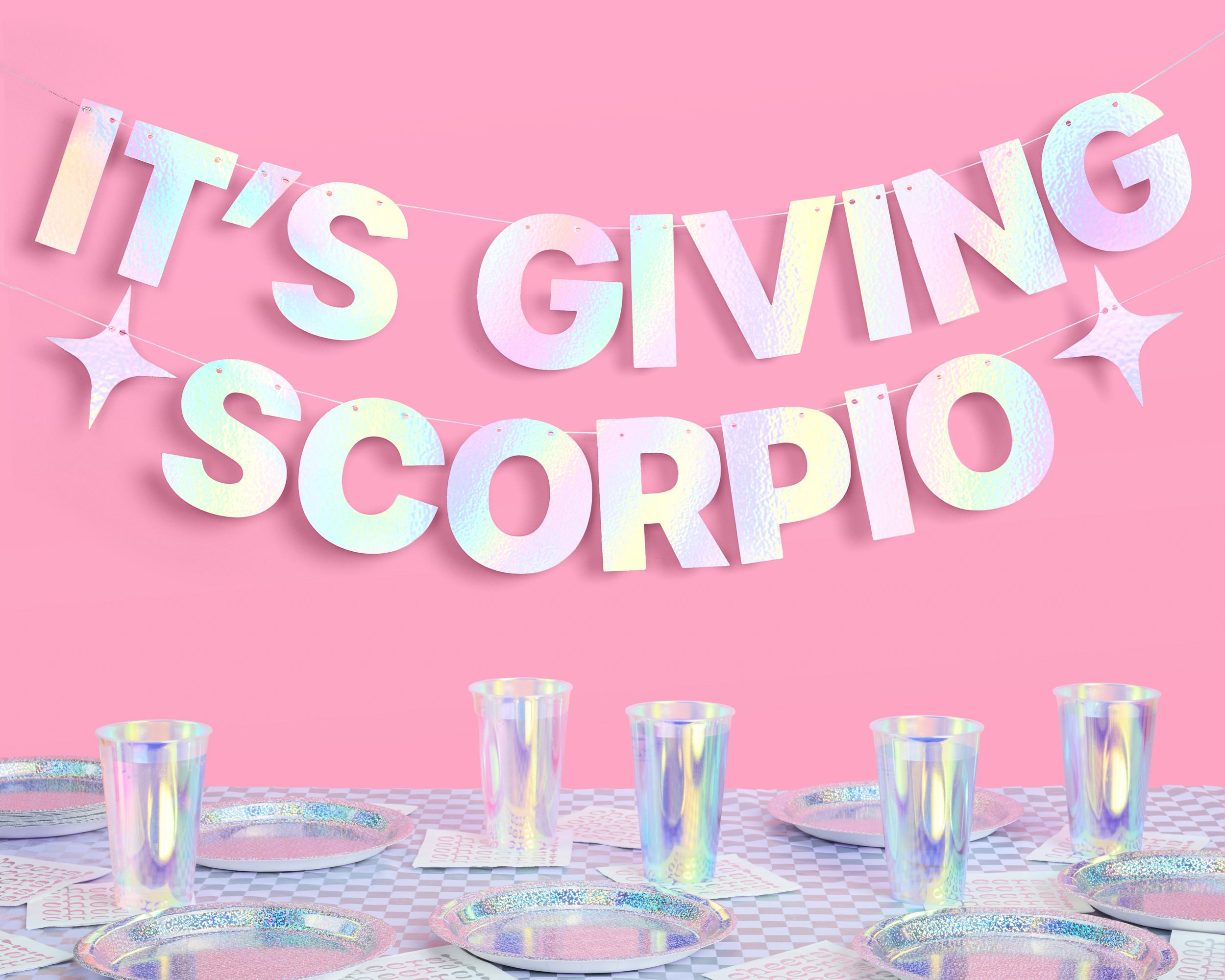 Xo, Fetti It's Giving Scorpio Banner - Iridescent Foil Banner | 5 Ft ...