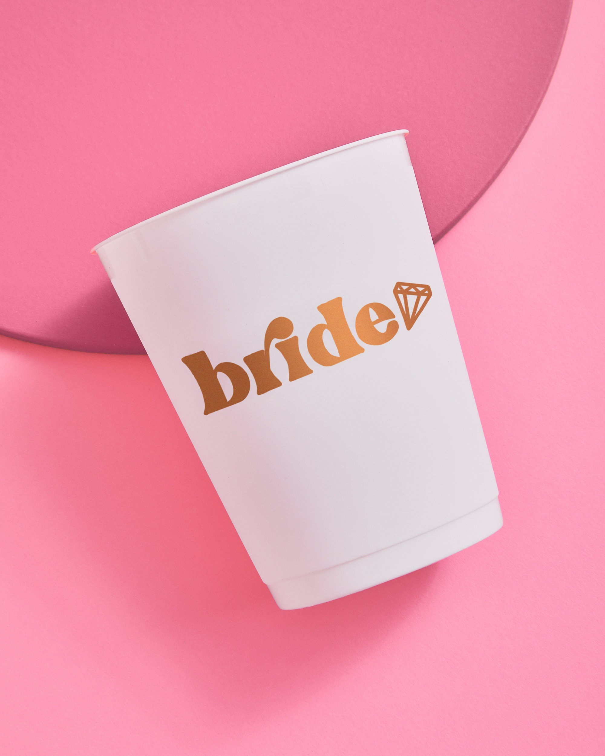 Bachelorette Party Bride Squad Cups Pink White Gold 16 | Etsy