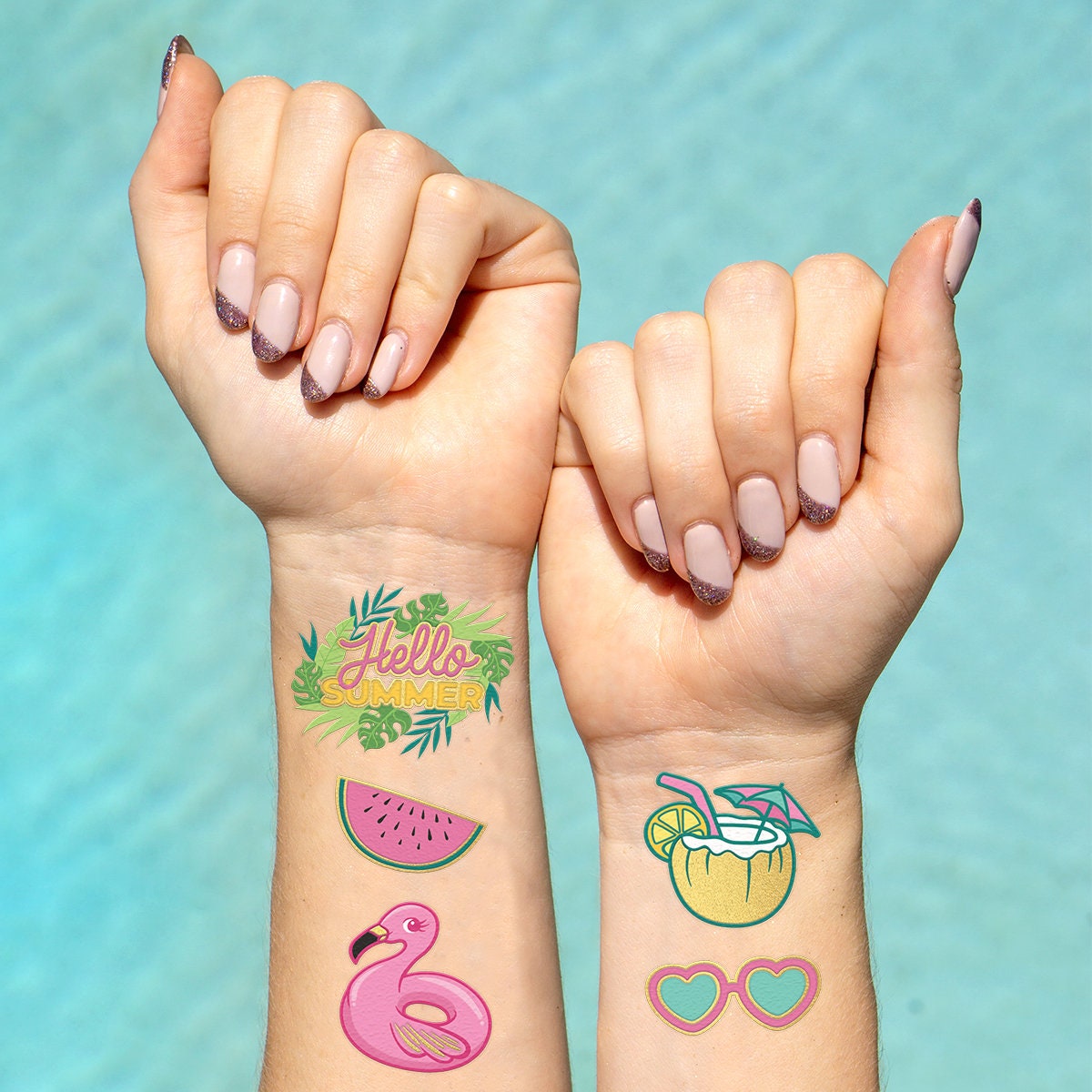Summer Pool Party Temporary Tattoos for Kids Glitter Styles - Etsy