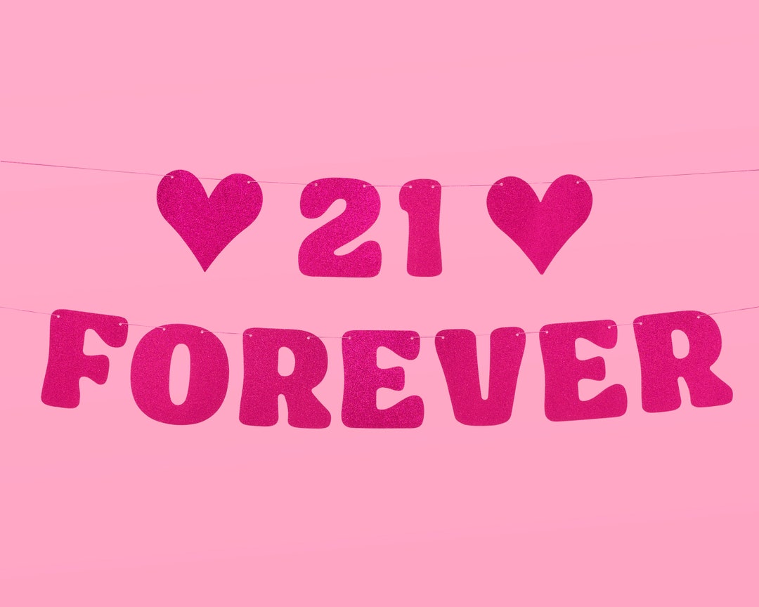 21 Forever Birthday Party Glitter Banner - 5 Ft. | Hot Pink Bday ...