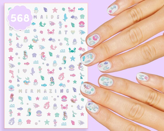 Xo Fetti Kids Mermaid Nail Stickers 568 Foil Decals Birthday Girl Summer Party Favors DIY Home Activity Under the Sea Easter Basket Etsy UK