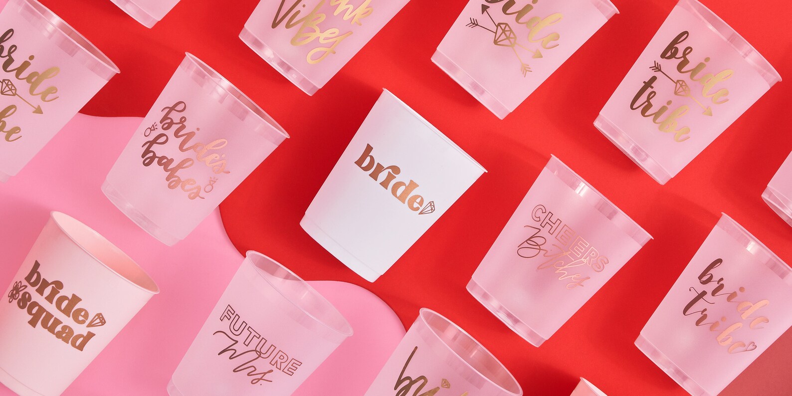 Bachelorette Party Bride Squad Cups Pink White Gold 16 | Etsy