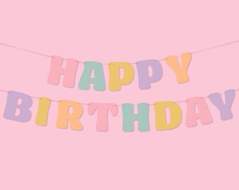 Pastel Happy Birthday Banner - Etsy