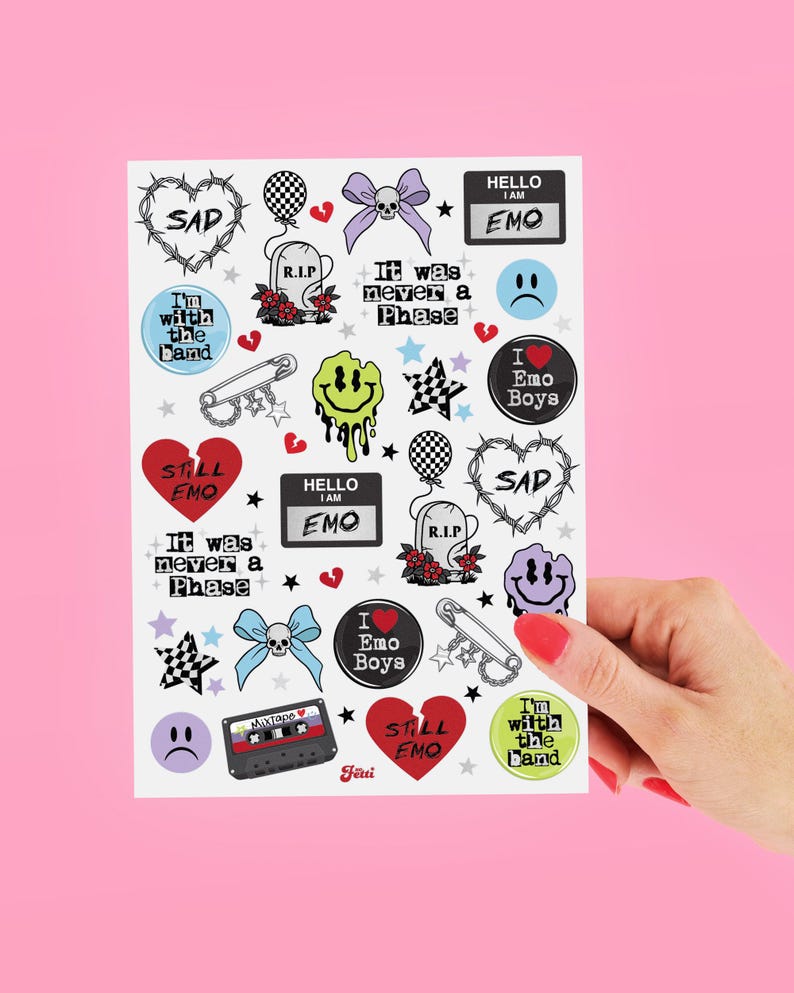Xo, Fetti Emo Temporary Tattoos - 54 | Birthday, Party Favors Goth Punk ...