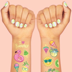 Summer Pool Party Temporary Tattoos for Kids - Glitter Styles ...