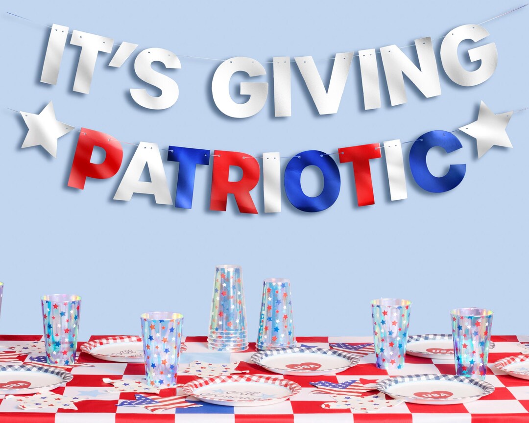 Xo, Fetti It's Giving Patriotic Banner | 5 Ft. | 4th of July Garland ...