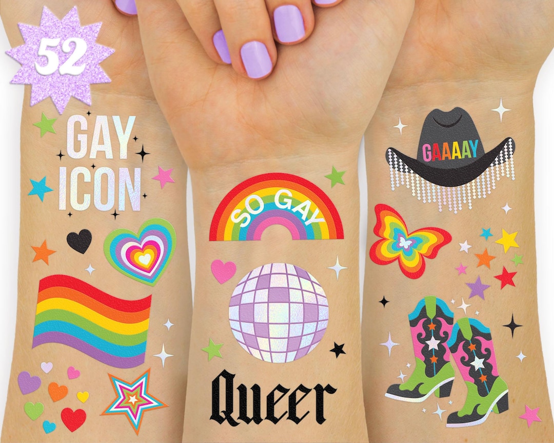 Xo, Fetti Pride Temporary Tattoos - 52 Iridescent Foil Pcs | Gay ...