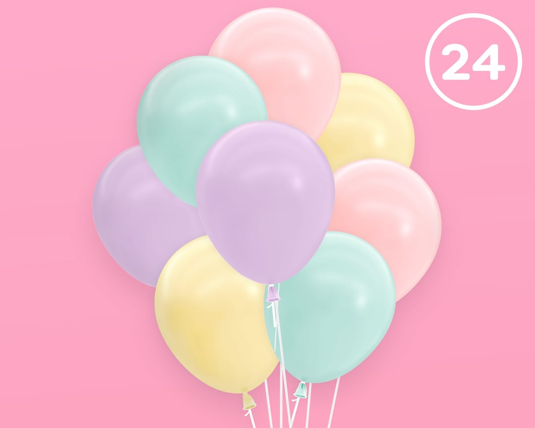 Pastel Birthday Balloon Set - 24 Pk, 12" | Bachelorette Party ...