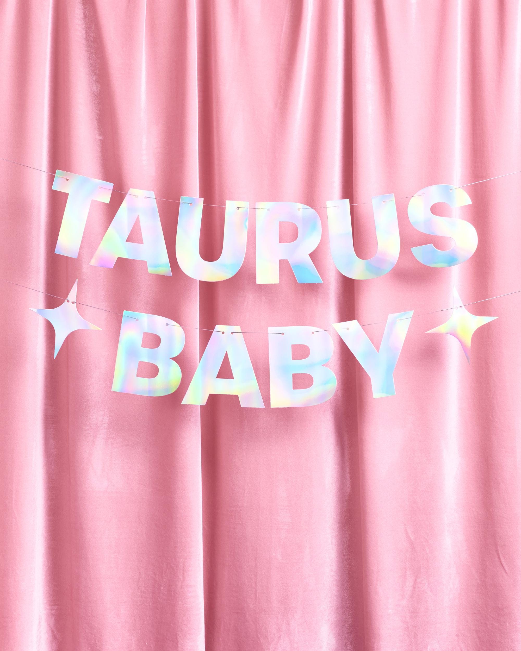 Xo, Fetti Taurus Baby Birthday Party Iridescent Foil Banner - 5 Ft ...
