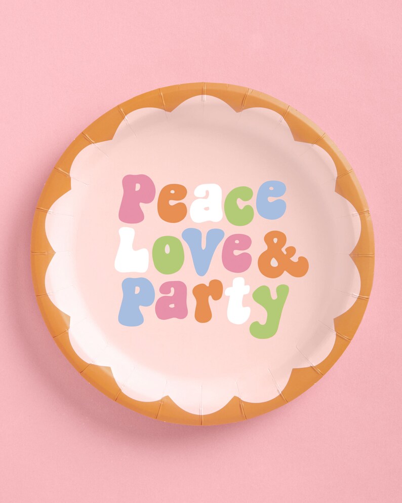 Xo Fetti Groovy Paper Plates 24 Pk 9 Happy Pastel - Etsy