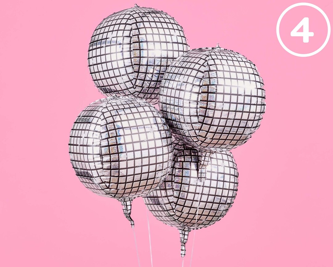Disco Ball Foil Balloons - 4 Pk, 22" | Bachelorette Party Decorations ...