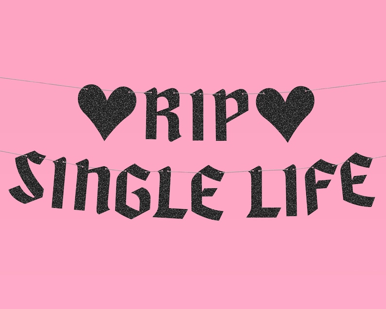 Xo Fetti RIP Single Life Glitter Banner Black 5 Ft. - Etsy