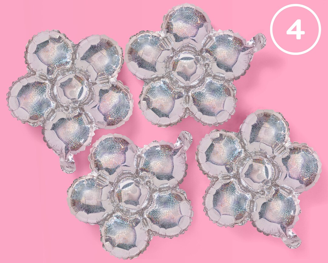 Xo Fetti Iridescent Flower Foil Balloon Pack 4 Pack - Etsy