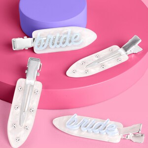 Xo, Fetti Bride Beauty Clips 4 Pc Bachelorette Party, Blue White Bridal ...