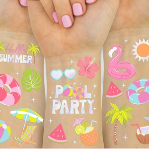 Xo, Fetti Pool Party Temporary Tattoos - 68 Iridescent Foil Pcs ...