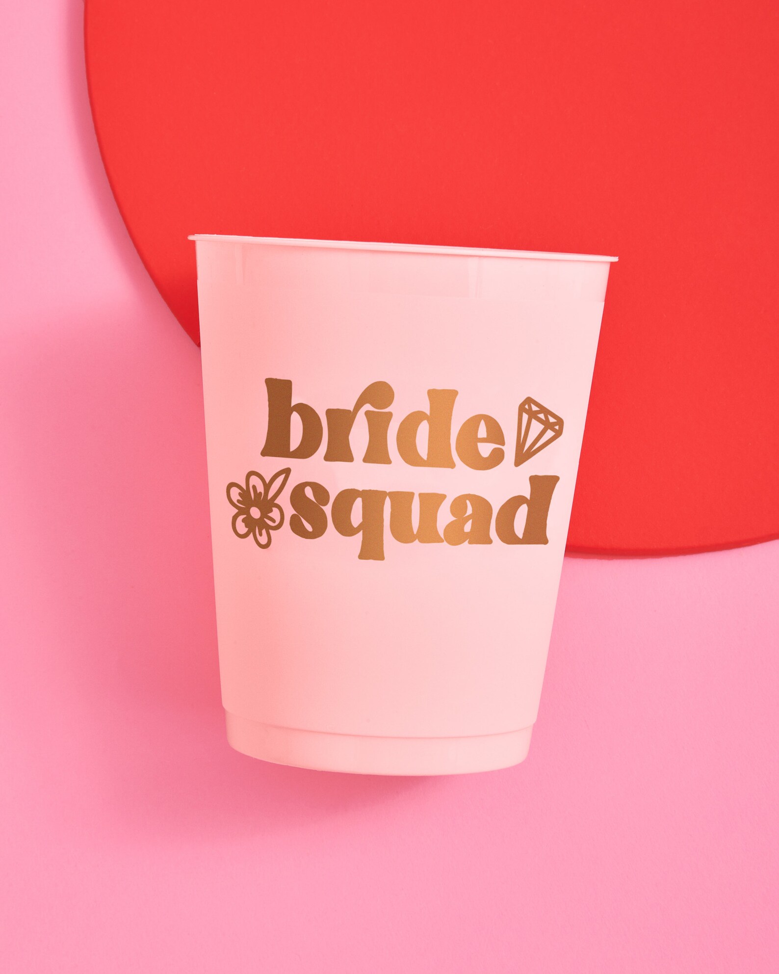 Bachelorette Party Bride Squad Cups Pink White Gold 16 | Etsy