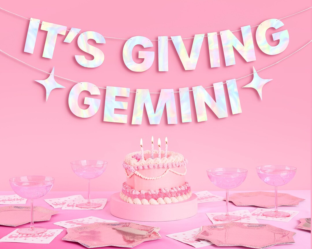 Xo, Fetti It's Giving Gemini Banner - Iridescent Foil | 4 Ft. | Zodiac ...