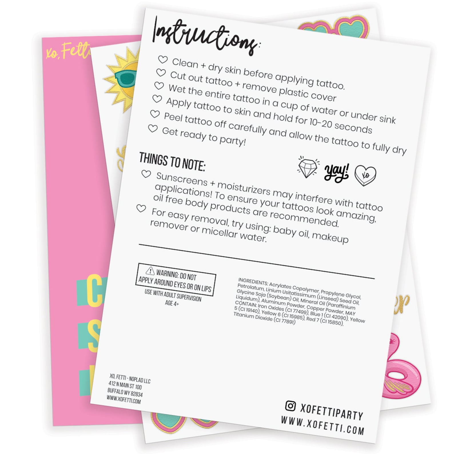 Summer Pool Party Temporary Tattoos for Kids - Glitter Styles ...