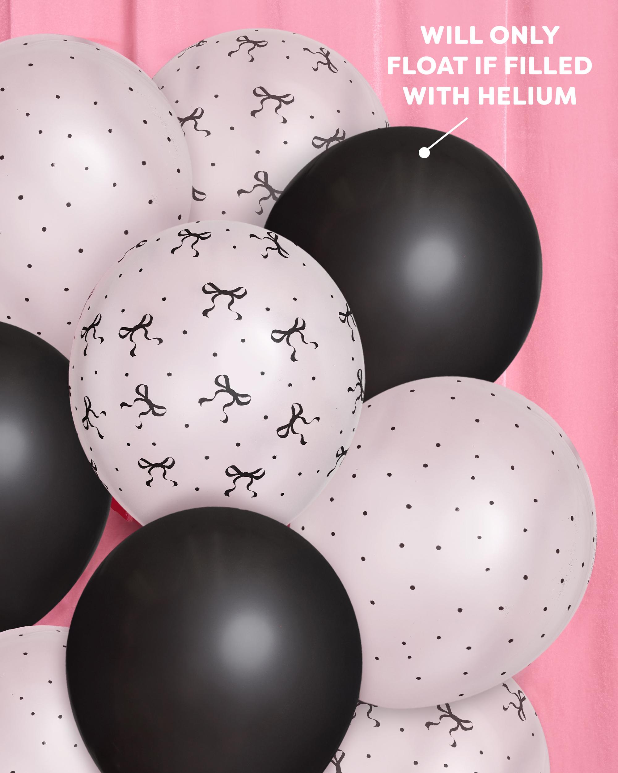 Xo, Fetti Black + White Bow Latex Balloons - 24 Pk, 12" | Bachelorette ...