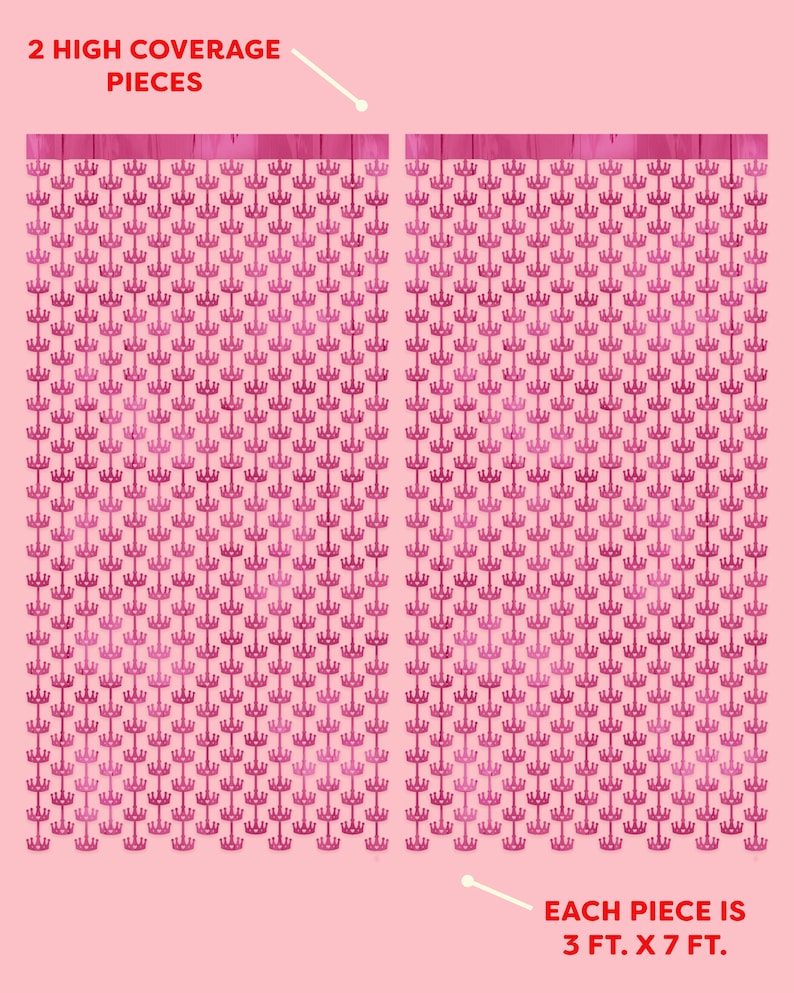 Xo, Fetti Party Decorations Pink Crown Foil Curtain - Set of 2 ...