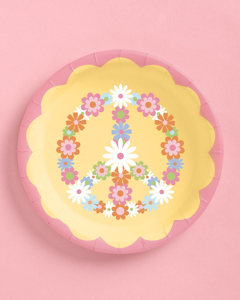 Xo Fetti Groovy Paper Plates 24 Pk 9 Happy Pastel - Etsy