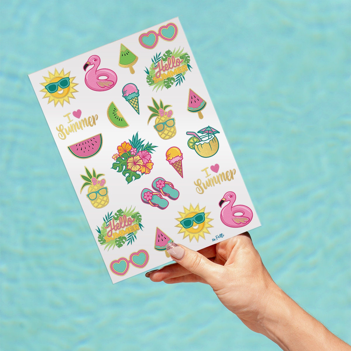 Summer Pool Party Temporary Tattoos for Kids Glitter Styles | Etsy