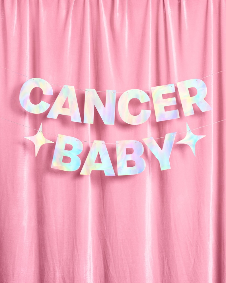 Xo, Fetti Cancer Baby Birthday Party Iridescent Foil Banner - 5 Ft ...