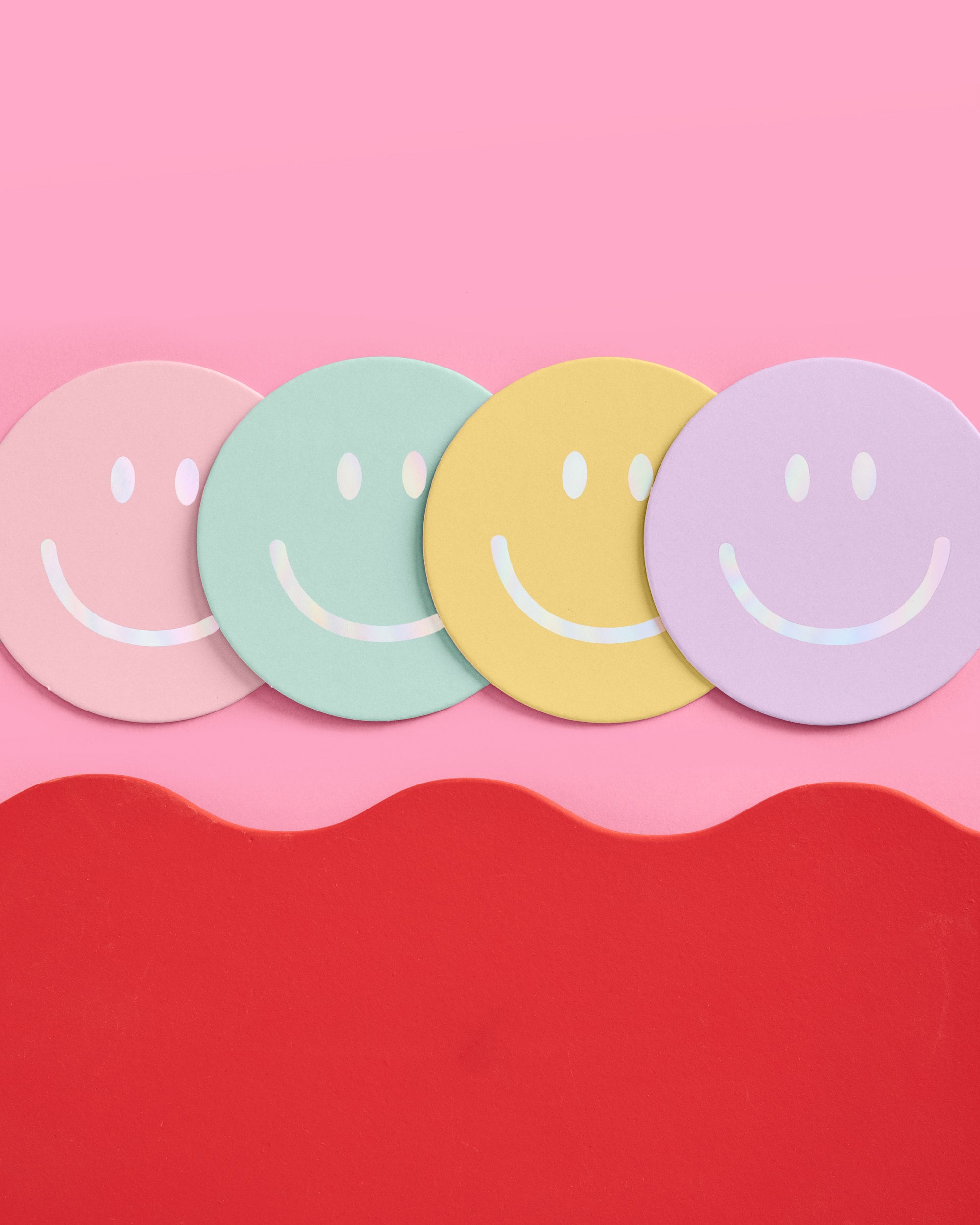 Xo, Fetti Smile Pastel Party Drink Coasters - 16 Pcs - Iridescent Foil ...