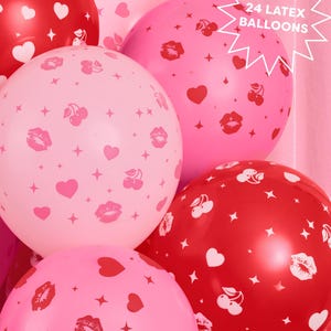 Xo, Fetti Party Red + Pink Lucky in Love Latex Balloons - 24 Pk, 12 ...